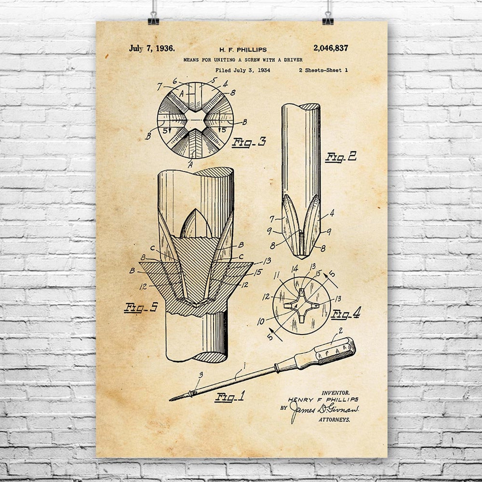 Phillips Head Screwdriver Poster Print Woodworking Art | Etsy