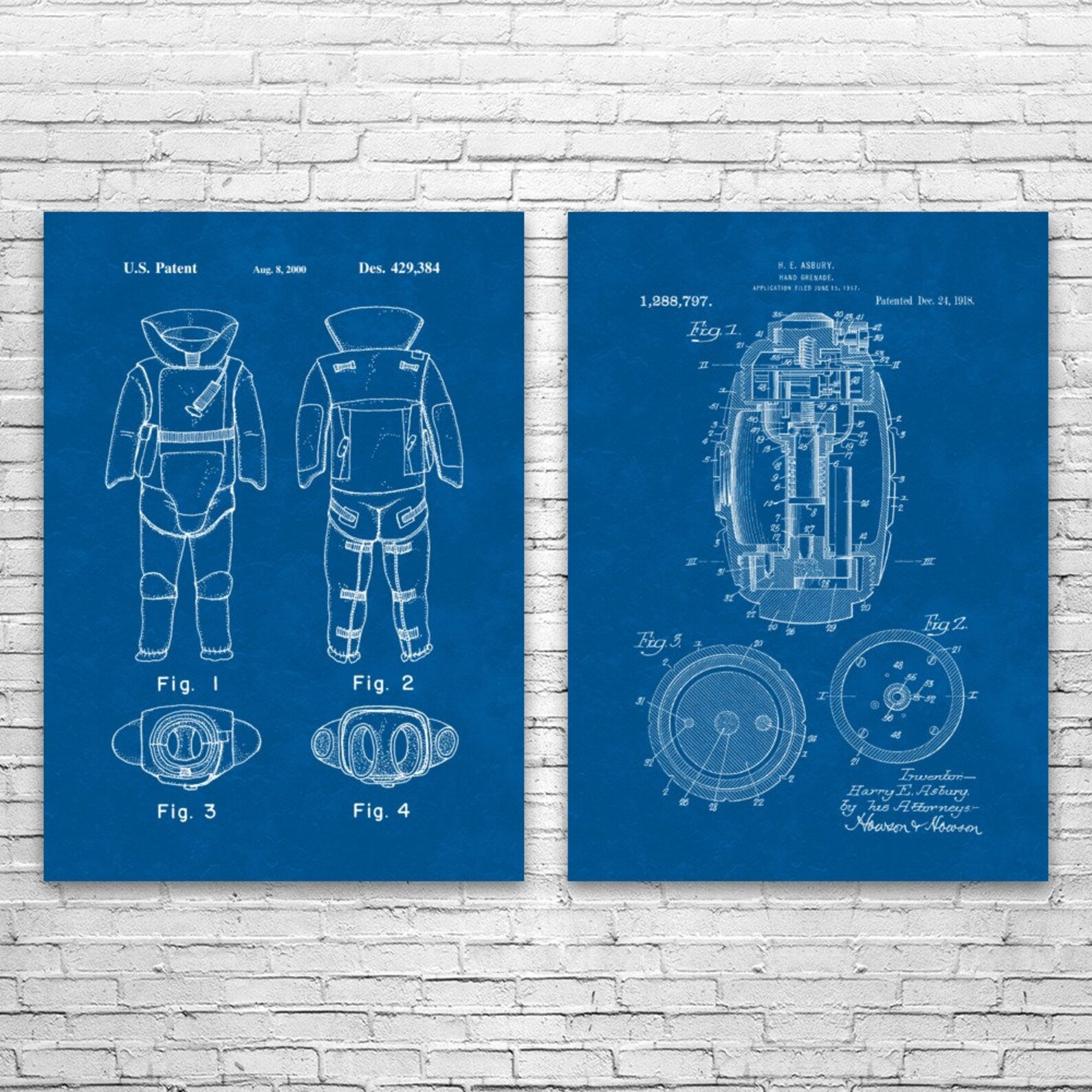EOD Bomb Squad Patent Prints Set of 2 EOD Technician Gift - Etsy