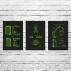 Music Recording Studio Posters Set of 3, Audio Gifts, Music Wall Art ...