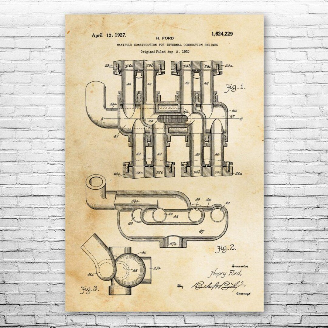 Intake Manifold Poster Print, Mechanic Gift, Engine Blueprint, Car ...