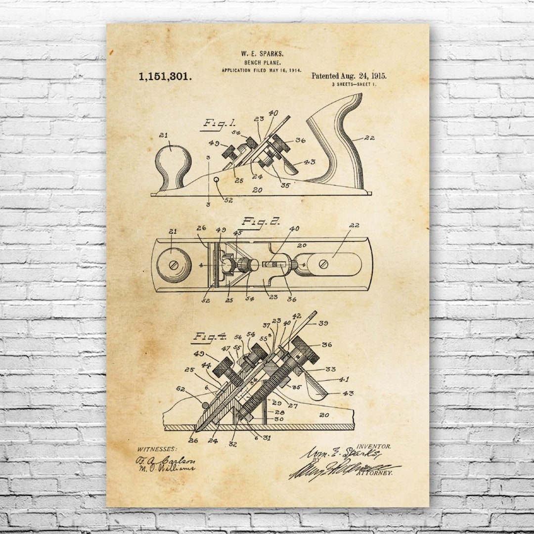 Bench Plane Poster Print, Garage Decor, Carpentry Decor, Carpenter ...