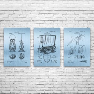 Mining Patent Wall Art Set of 3 | Poster, Canvas or Framed | Miner Gift ...