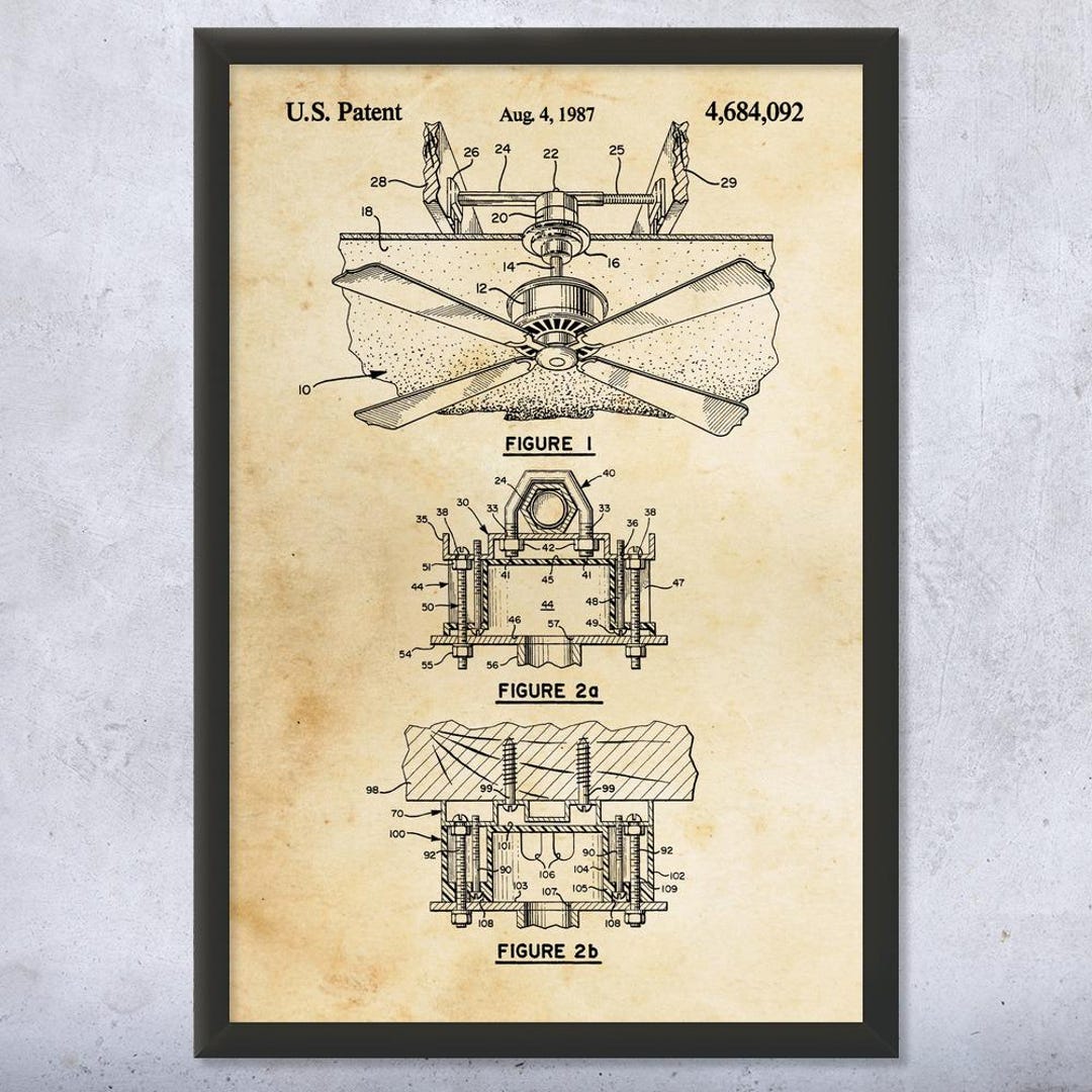 Ceiling Fan Patent Wall Art | Poster, Canvas or Framed | Home Builder ...