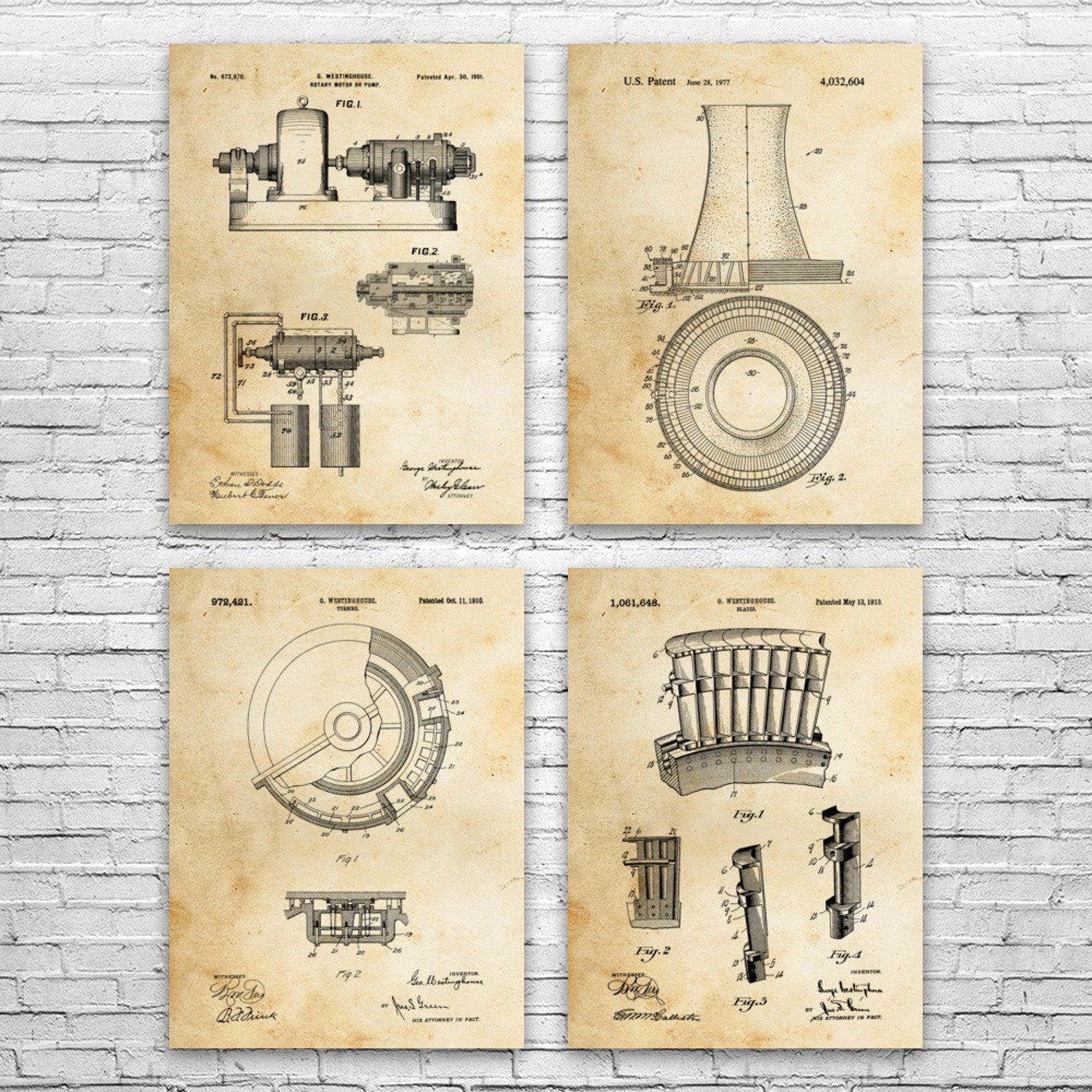 Power Plant Patent Posters Set of 4 Engineer Gifts Motor Art - Etsy