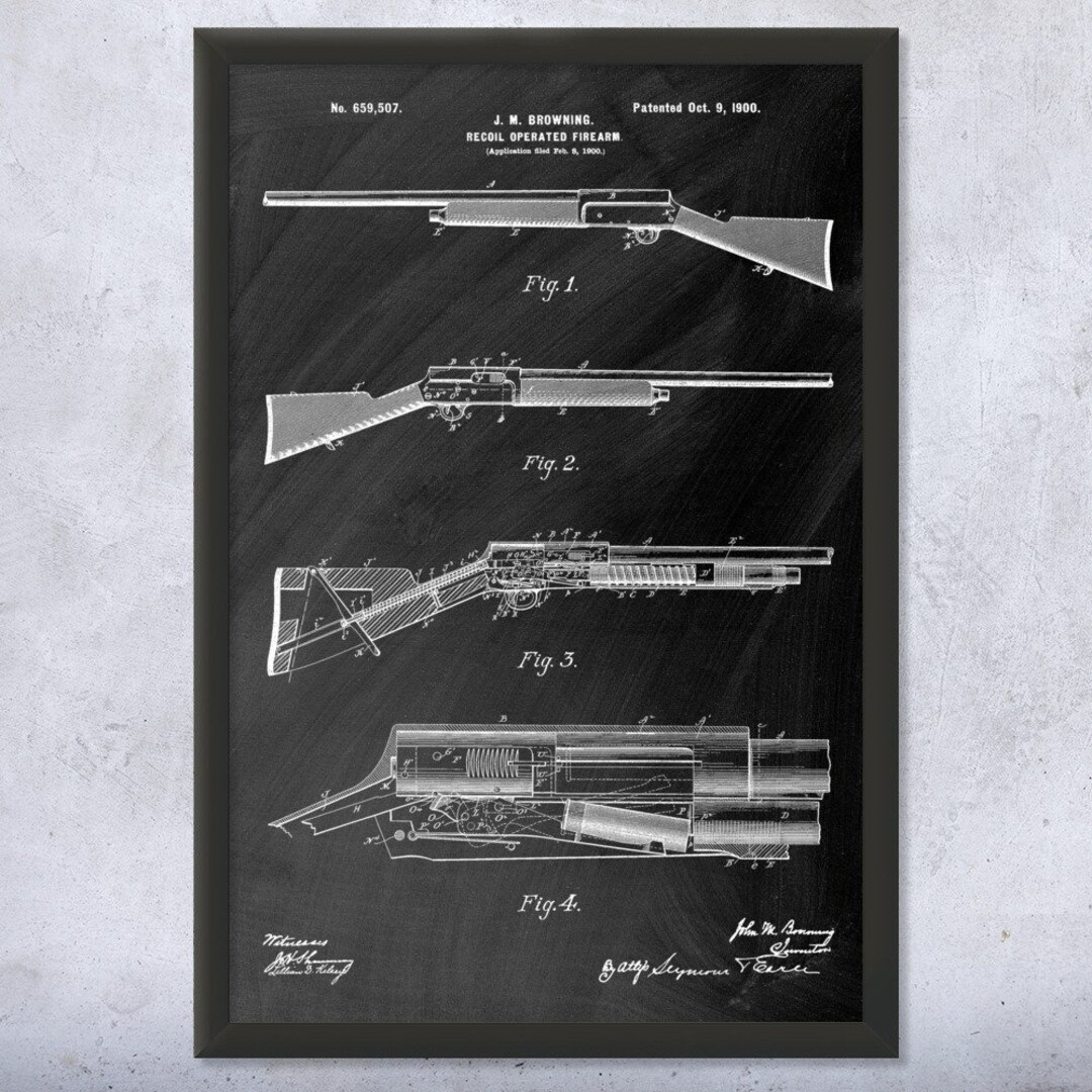 Framed Browning Auto 5 Shotgun Wall Art Print, Hunter Gift, Shotgun ...
