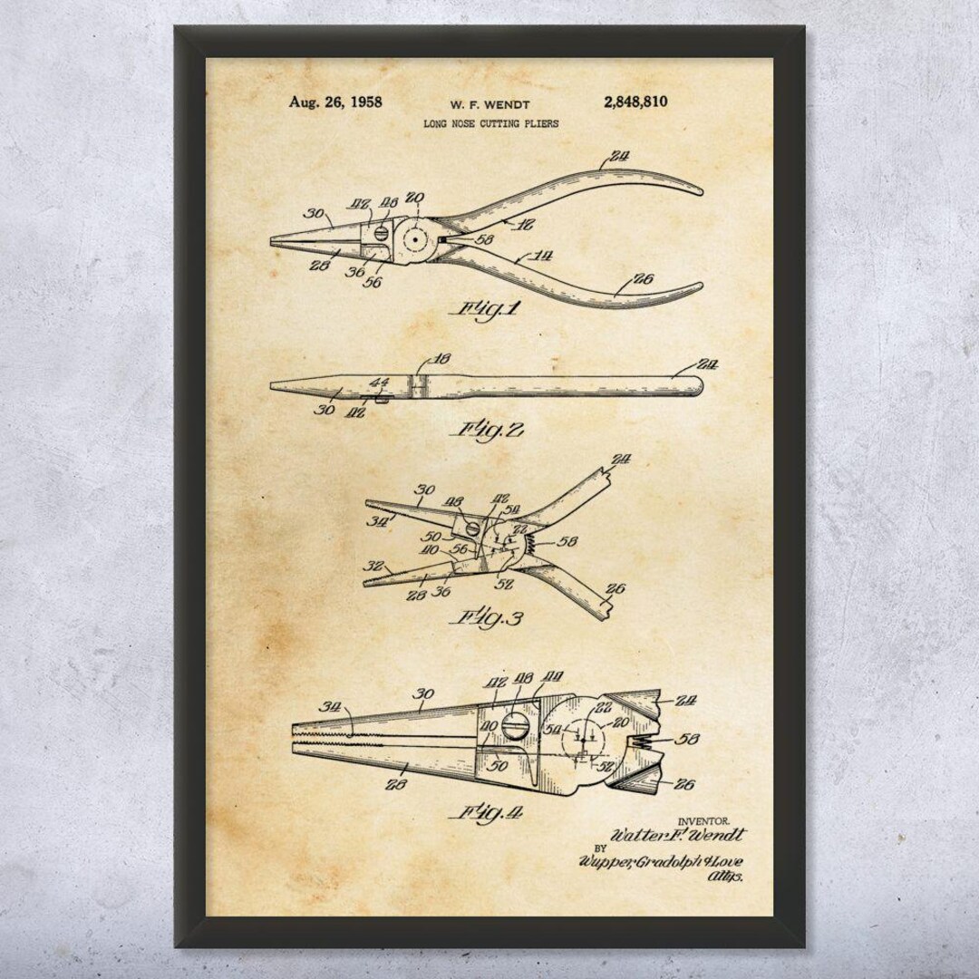 Needle Nose Pliers Patent Art Print: Electrical Engineer, Electrician ...