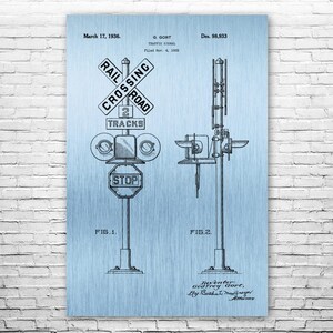 Railroad Crossing Signal Poster Print, Train Station Art, Signal ...
