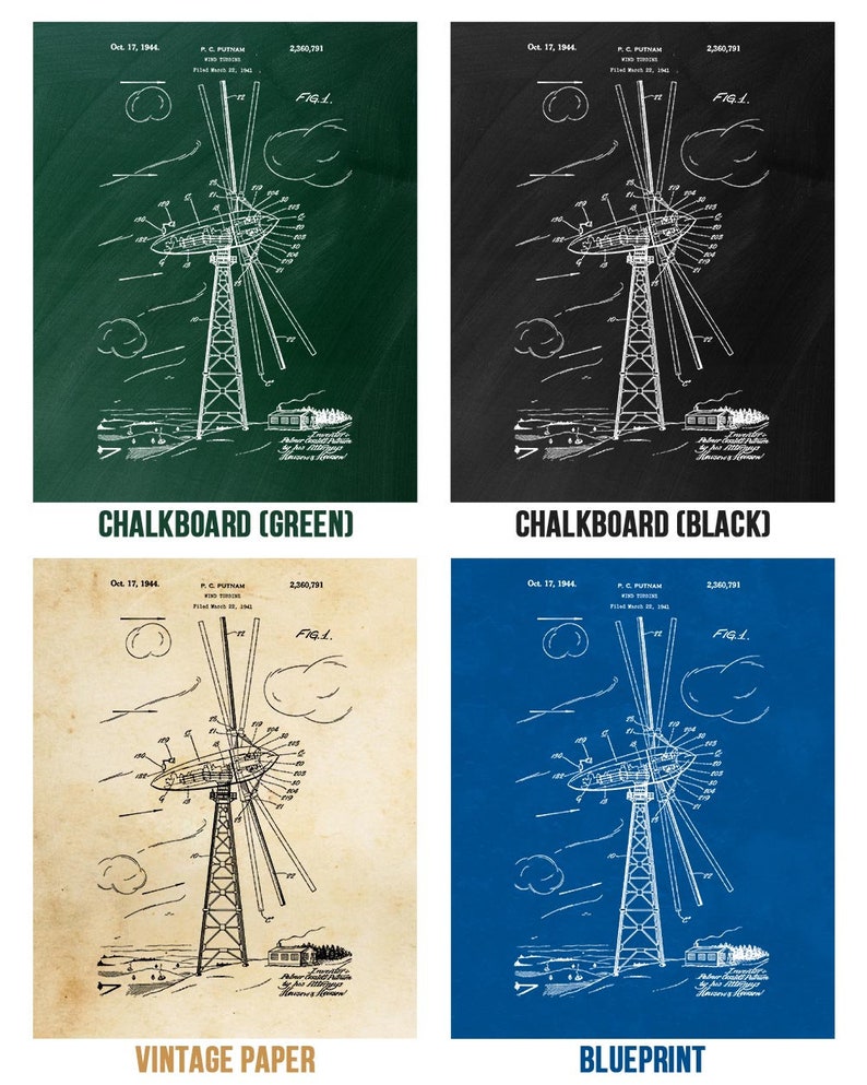 Wind Turbine Poster Print Wind Farm Art Power Technician | Etsy