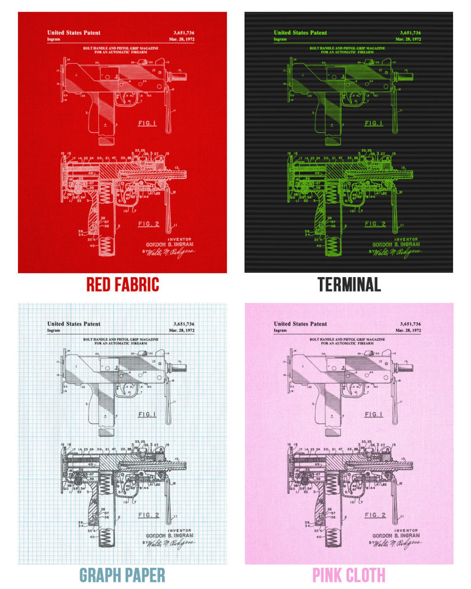 MAC-10 Pistol Poster Print Gun Collector Gift Gun Blueprint | Etsy