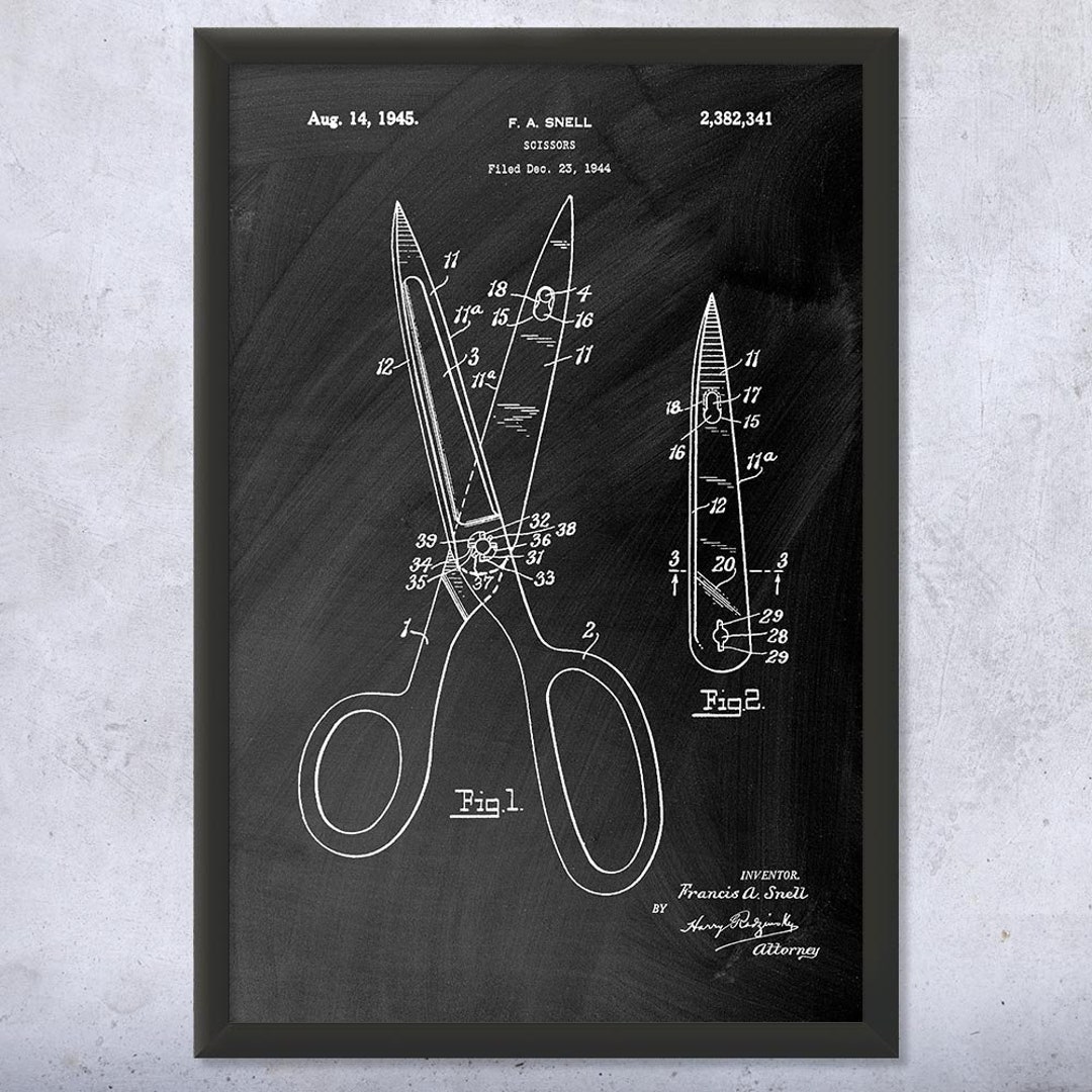 Framed Scissors Wall Art Print, Barber Shop, Hair Salon, Fashion ...