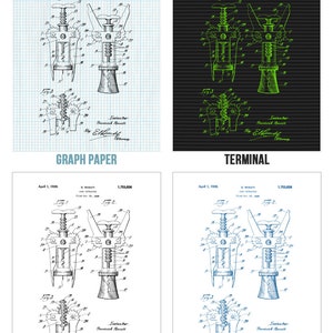 Wine Bottle Corkscrew Poster Print, Restaurant Art, Bartender Gift ...