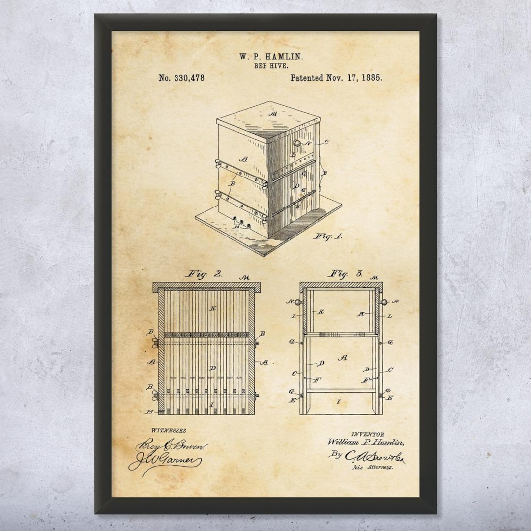 Langstroth Beehive Patent Art Print: Honey Lover, Beekeeper Gift - Etsy