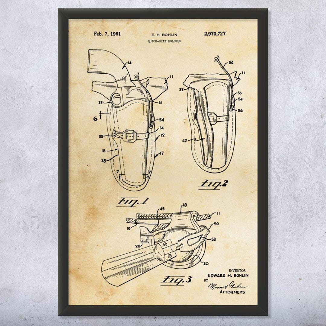 Quick Draw Holster Patent Wall Art | Poster, Canvas or Framed | Western ...