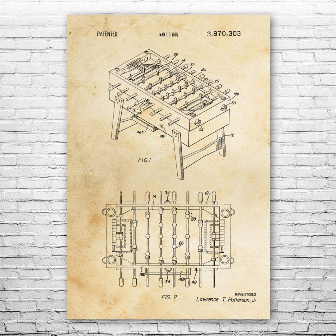 Foosball Table Poster Print, Man Cave Decor, Bar Wall Art, Pub Art ...