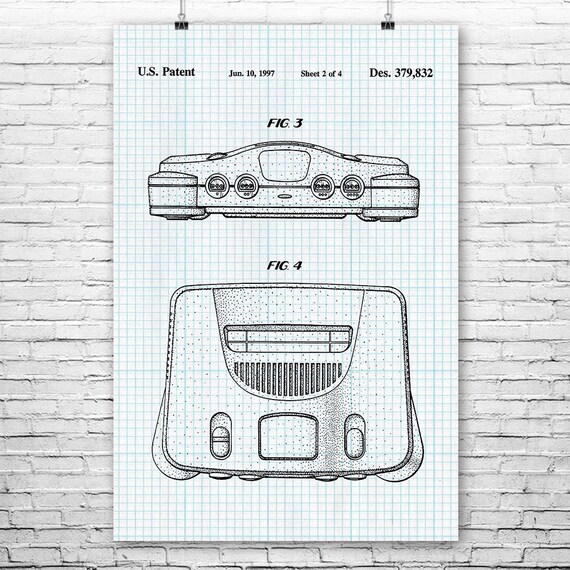 N64 Console Poster Print N64 Wall Art Video Game Gift | Etsy