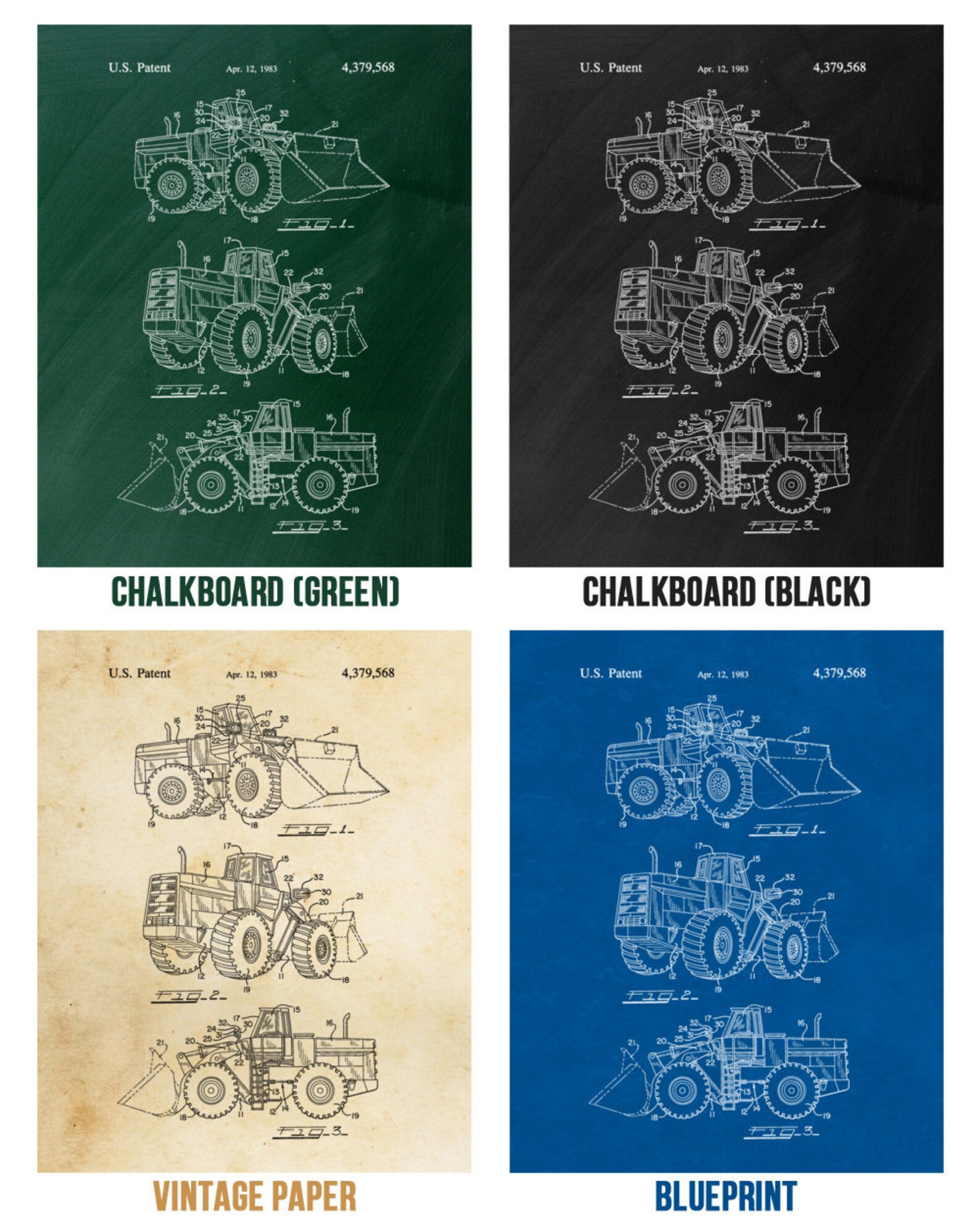 Heavy Machinery Posters Set of 4 Carpenter Gift Construction - Etsy