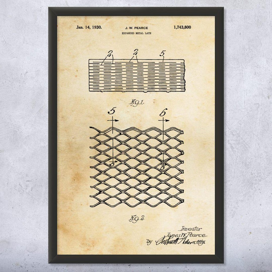 Expanded Metal Patent Wall Art | Poster, Canvas or Framed | Metal ...