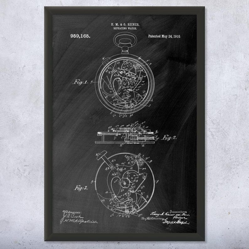 Mechanical Pocket Watch Patent Art Print: Watch Blueprint, Watchmaker ...