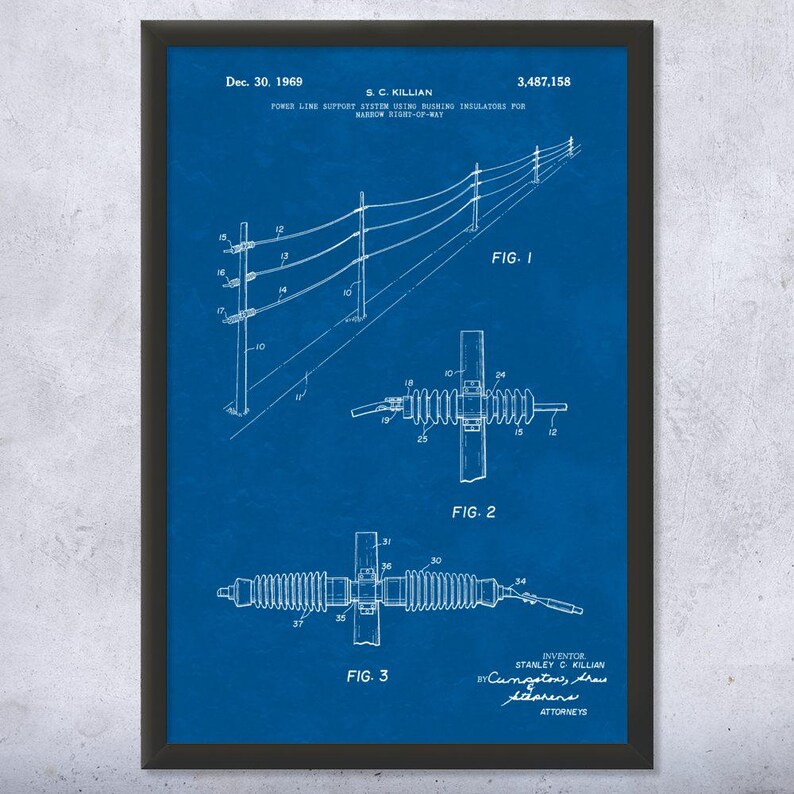 Power Lines Patent Art Print: Journeyman Gift, Powerline Tech - Etsy