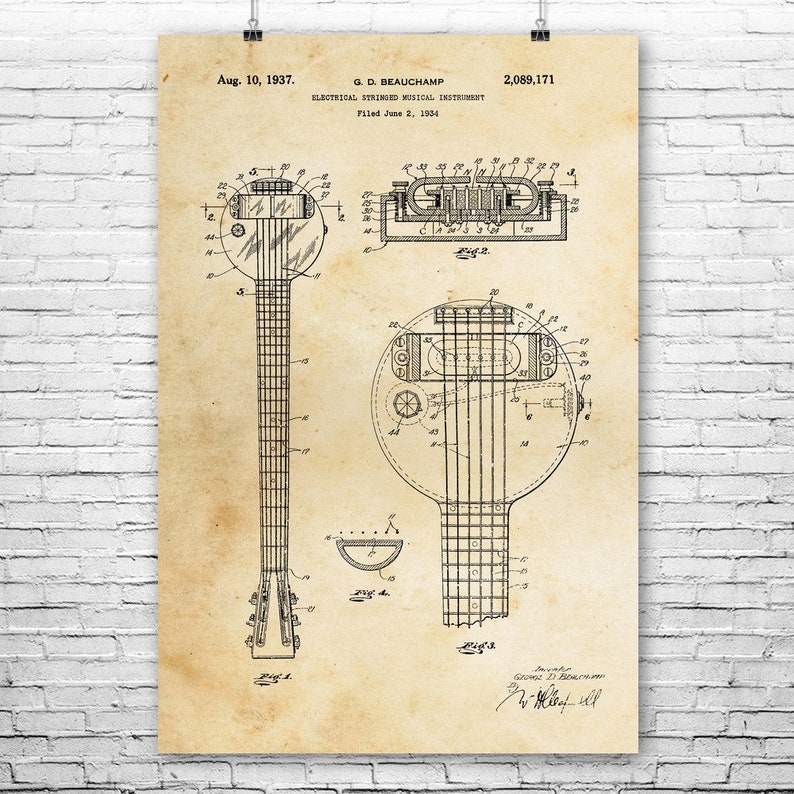 First Electric Guitar Poster Print Frying Pan Guitar | Etsy