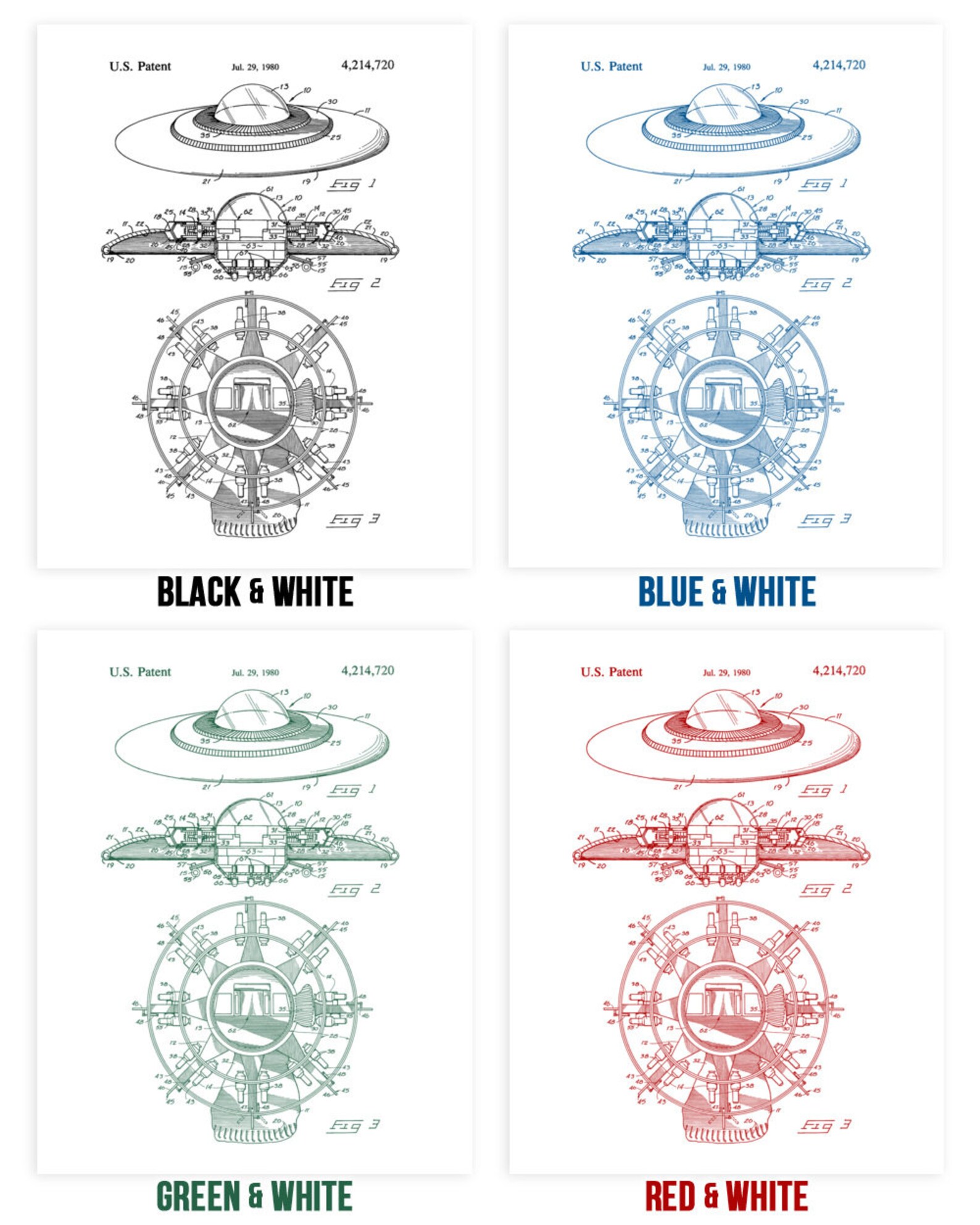 Flying Saucer UFO Poster Print Sci-fi Gift UFO Wall Art - Etsy