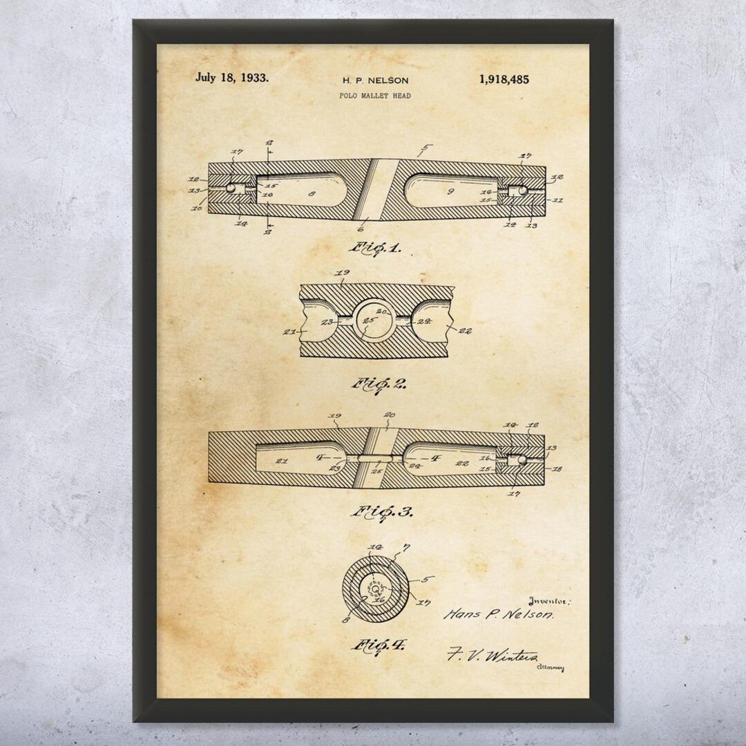 Polo Mallet Head Patent Wall Art Poster, Canvas or Framed Sports Wall ...