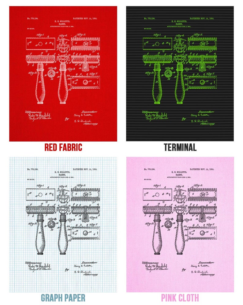 Shaving Razor Posters Set of 3 Shaving Gift Safety Razor | Etsy