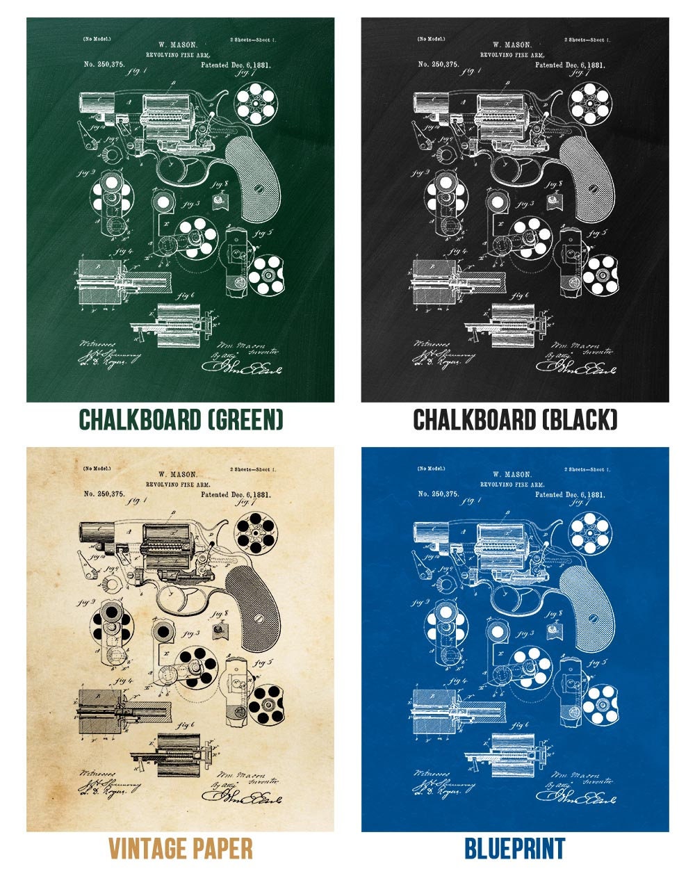 Revolver Handgun Poster Print 38 Special Gun Blueprint | Etsy