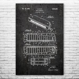 Chromatic Harmonica Poster Print, Harmonica Decor, Blues Player Gift ...
