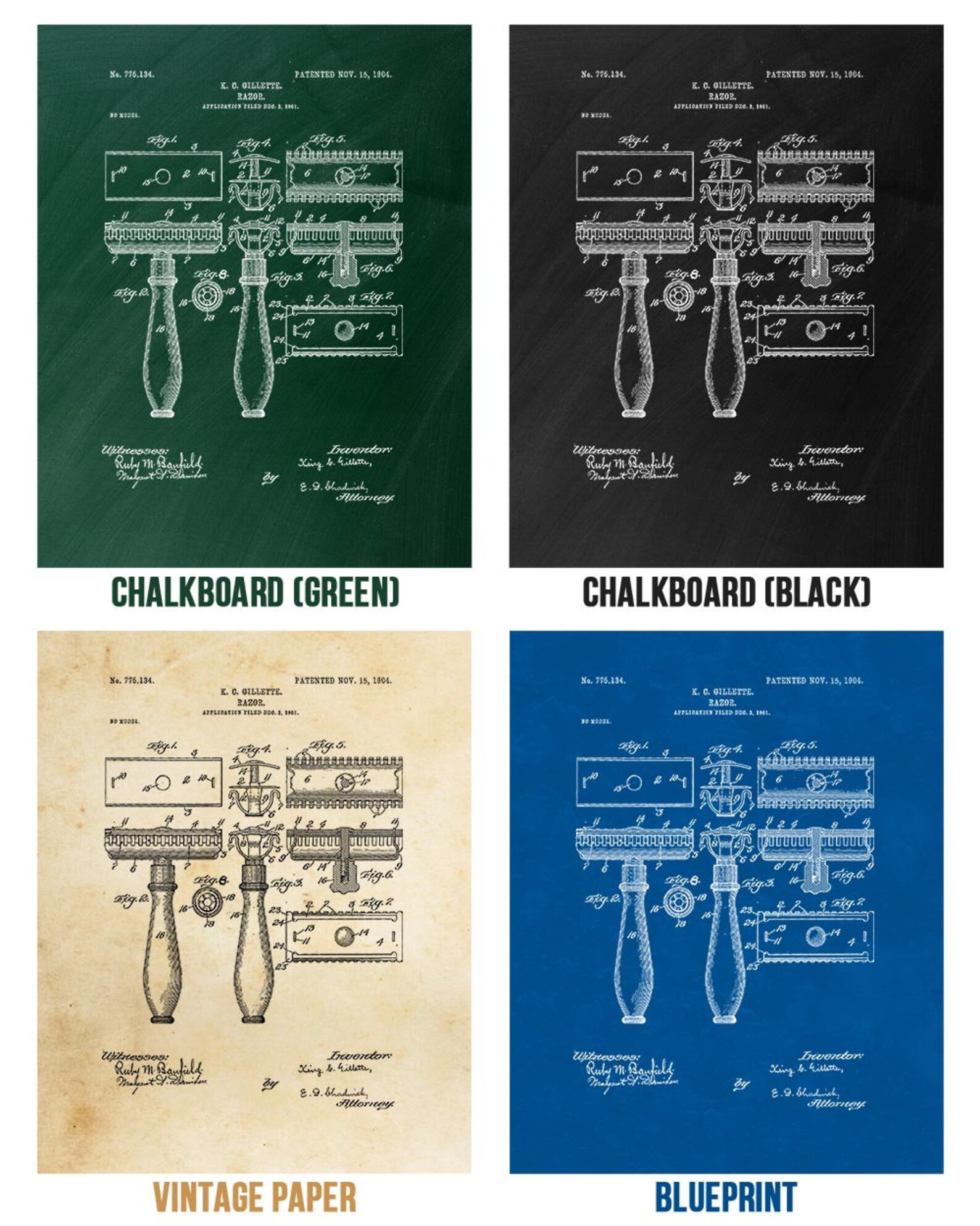 Shaving Razor Posters Set of 3 Shaving Gift Safety Razor | Etsy