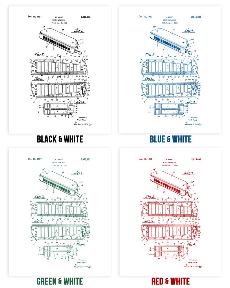 Chromatic Harmonica Poster Print Harmonica Decor Blues | Etsy