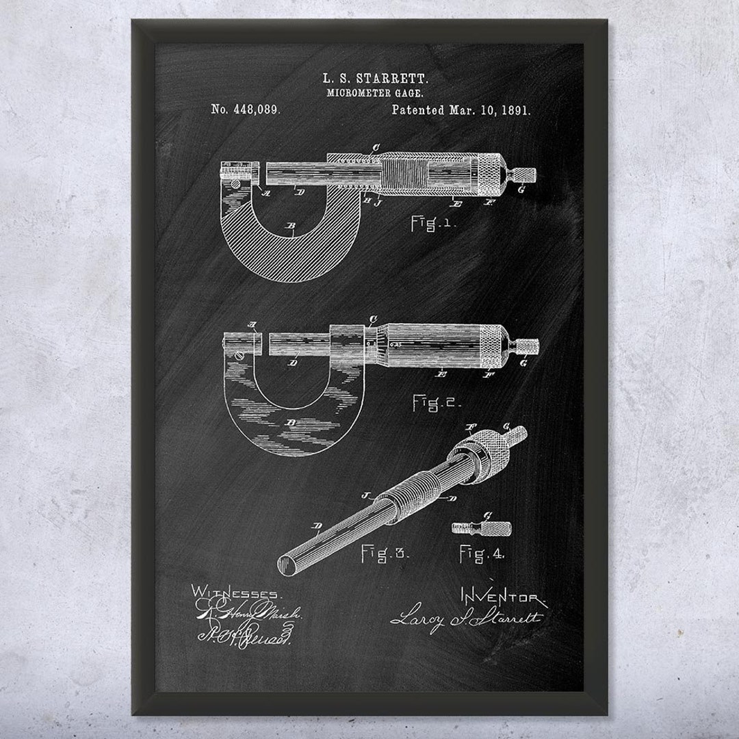 Framed Micrometer Gage Wall Art Print, Engineer Gift, Micrometer Art ...