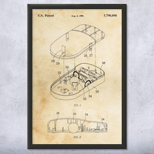 Computer Mouse Patent Wall Art | Poster, Canvas or Framed | Computer ...