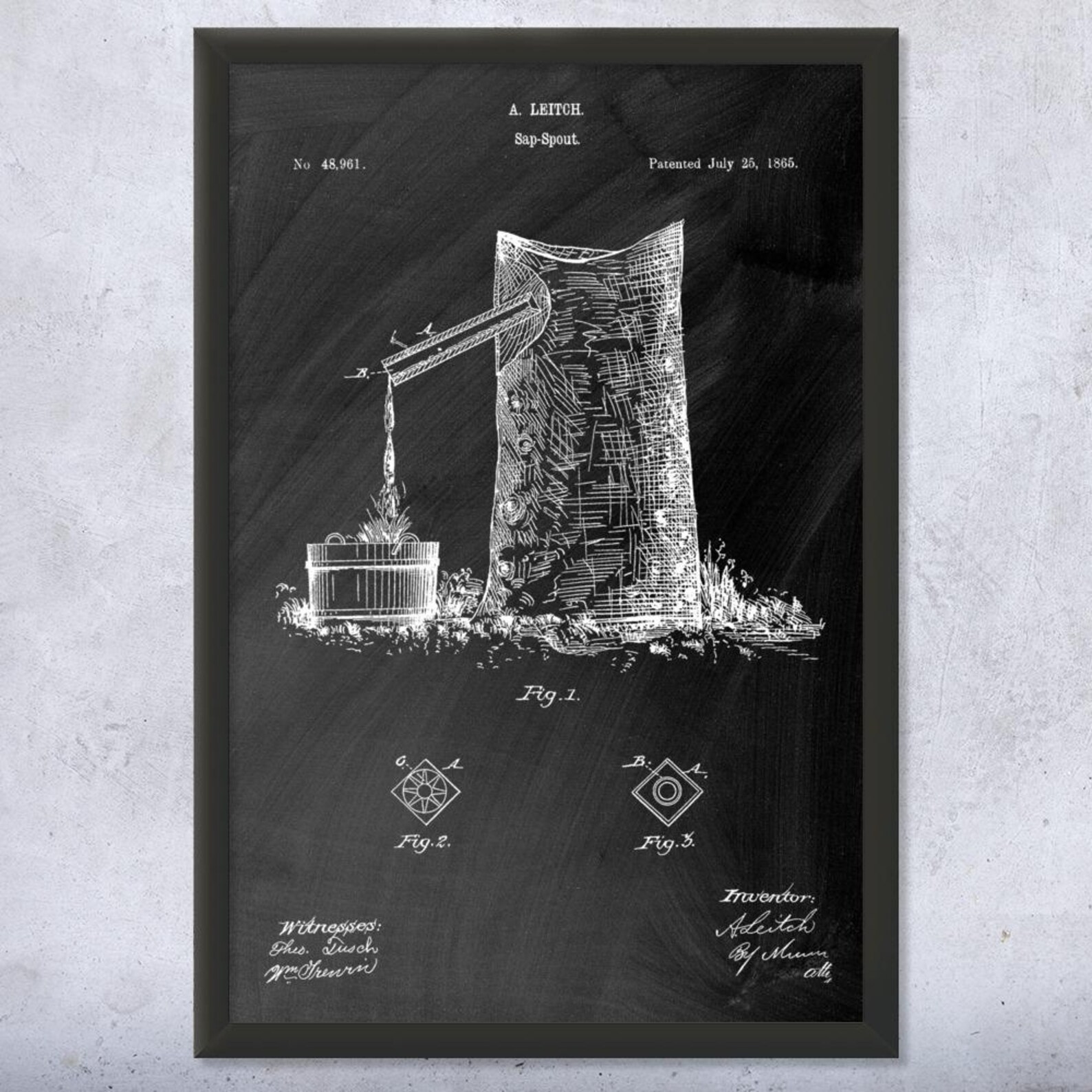 Maple Syrup Tap Patent Wall Art Poster, Canvas or Framed Syrup Maker ...