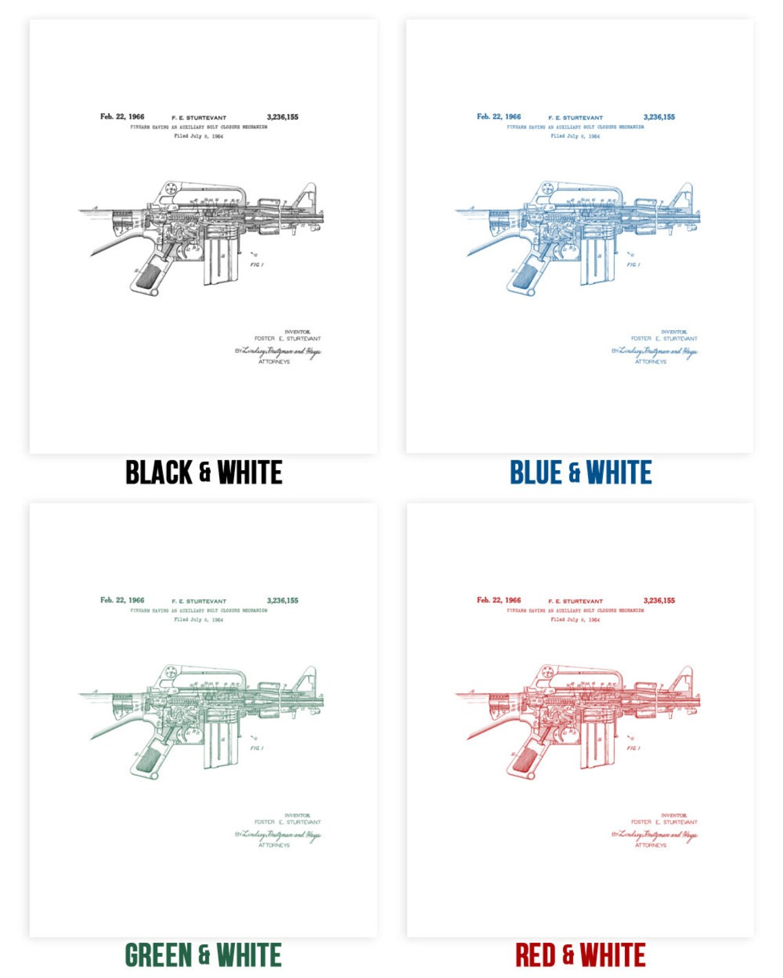 M16 Rifle Poster Print Gun Club Art AR-15 Blueprint Soldier - Etsy
