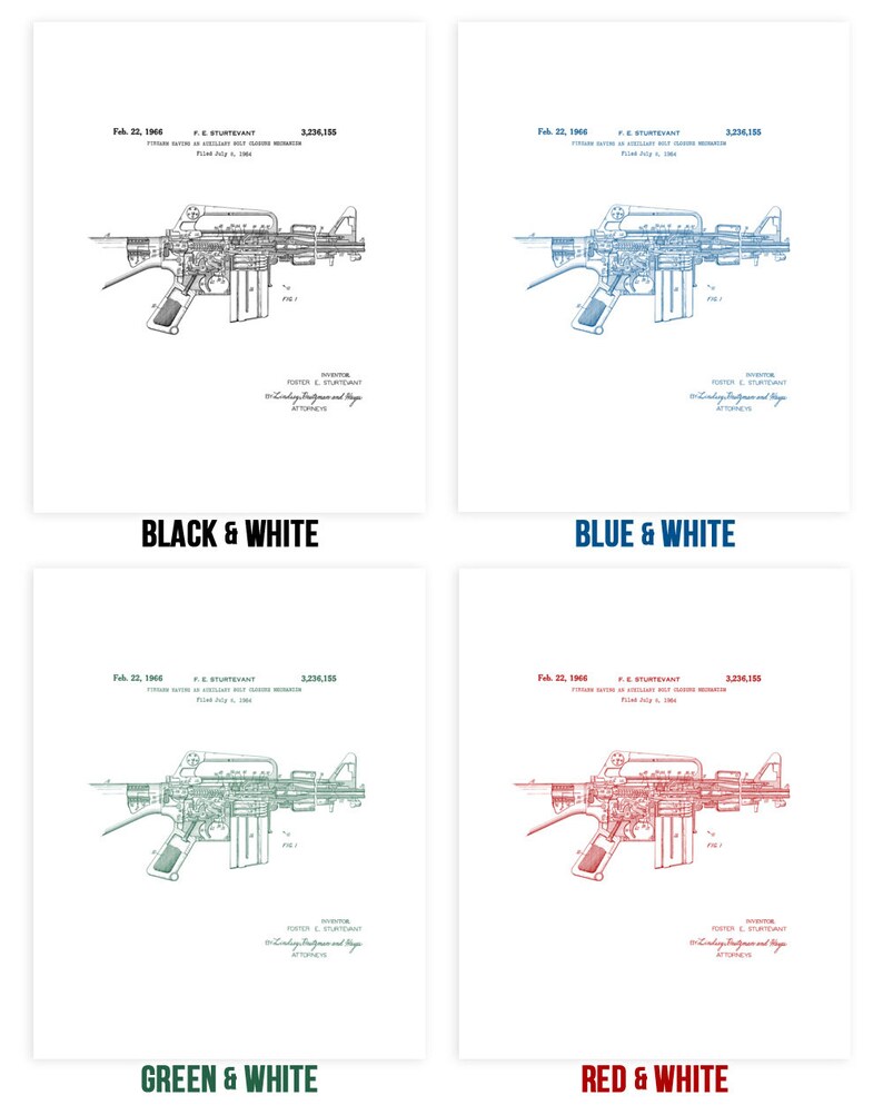 M16 Rifle Poster Print Gun Club Art AR-15 Blueprint Soldier - Etsy