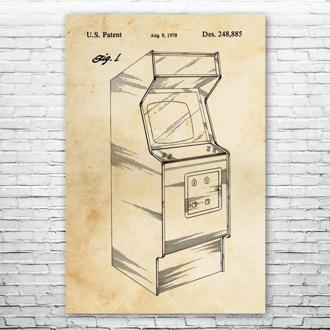 Arcade Video Game Cabinet Poster Print, Arcade Blueprint, Video Game ...