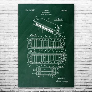 Chromatic Harmonica Poster Print, Harmonica Decor, Blues Player Gift ...