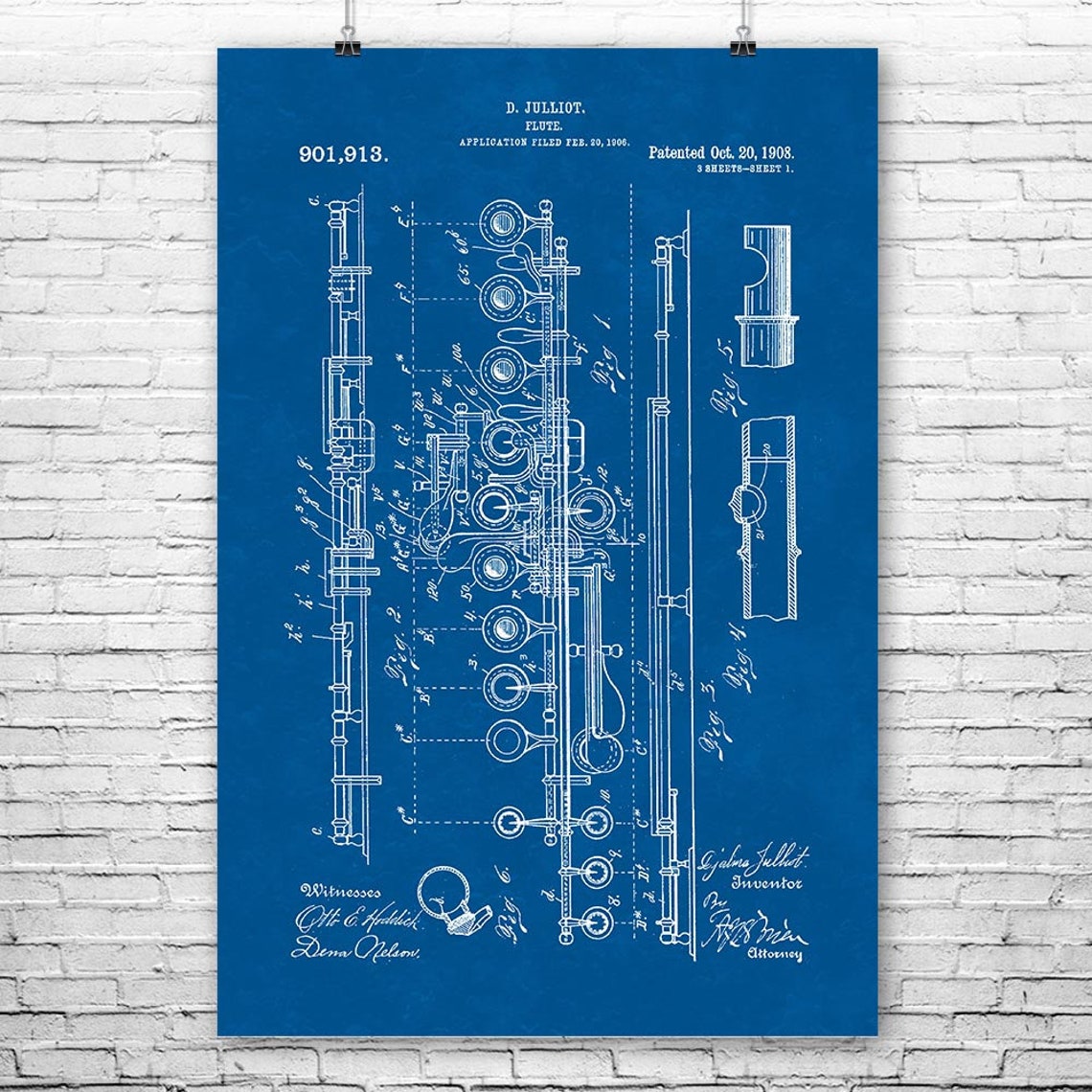 Flute Poster Print Music Class Decor Flutist Gift Classical - Etsy