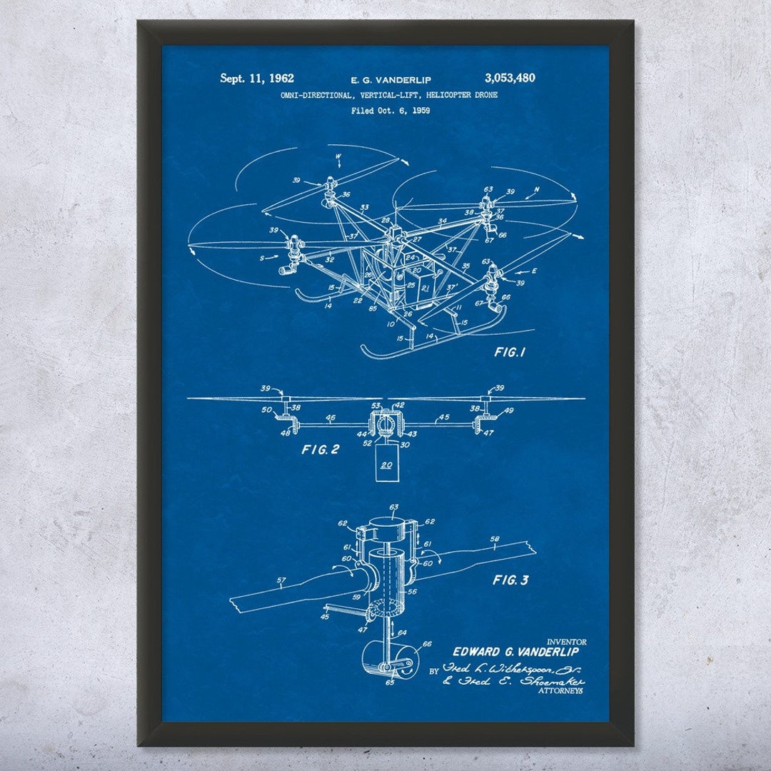 Framed Quadcopter Drone Wall Art Print, Drone Pilot Gift, Drone ...