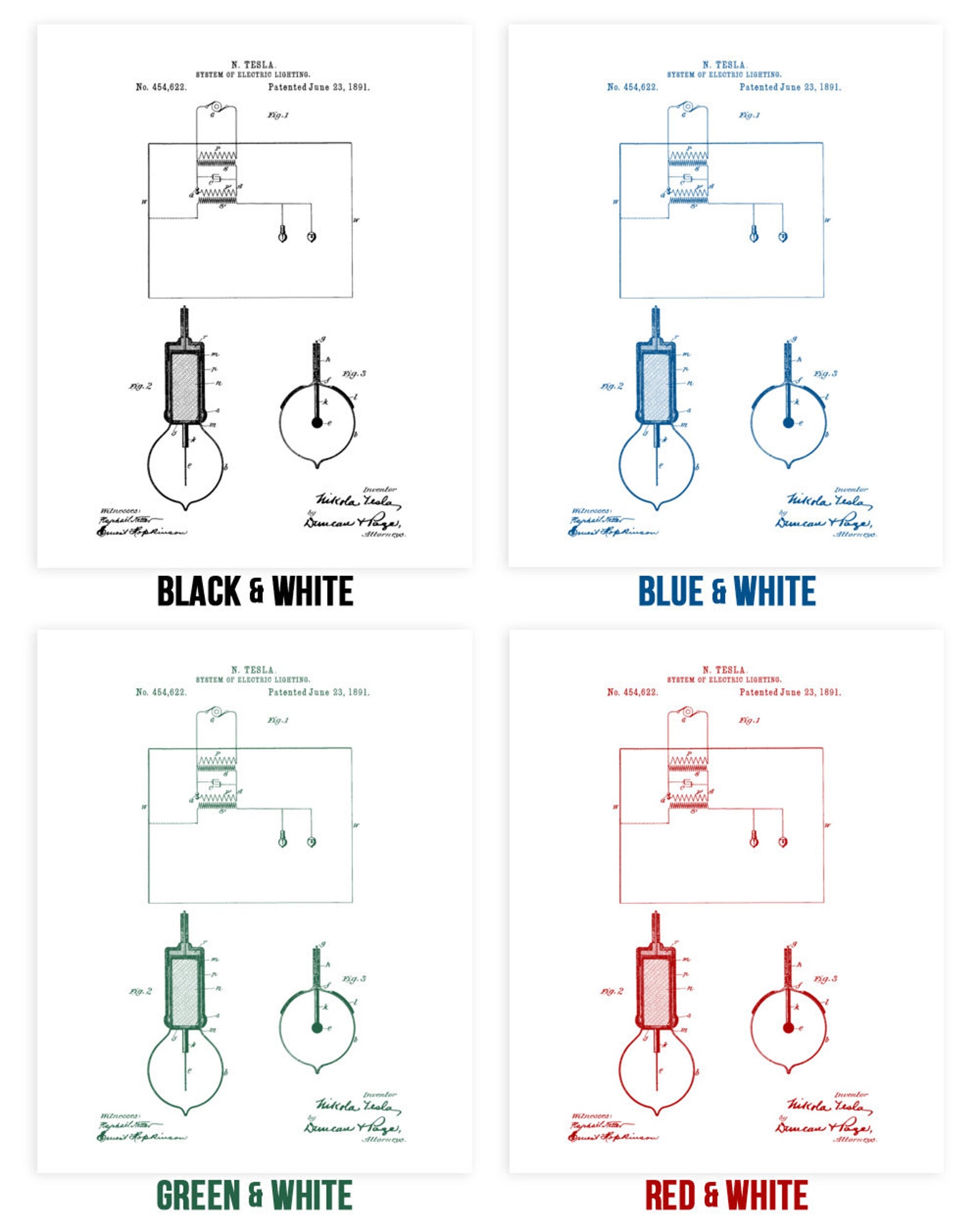 Nikola Tesla Light Bulb Poster Print Light Bulb Wall Art - Etsy