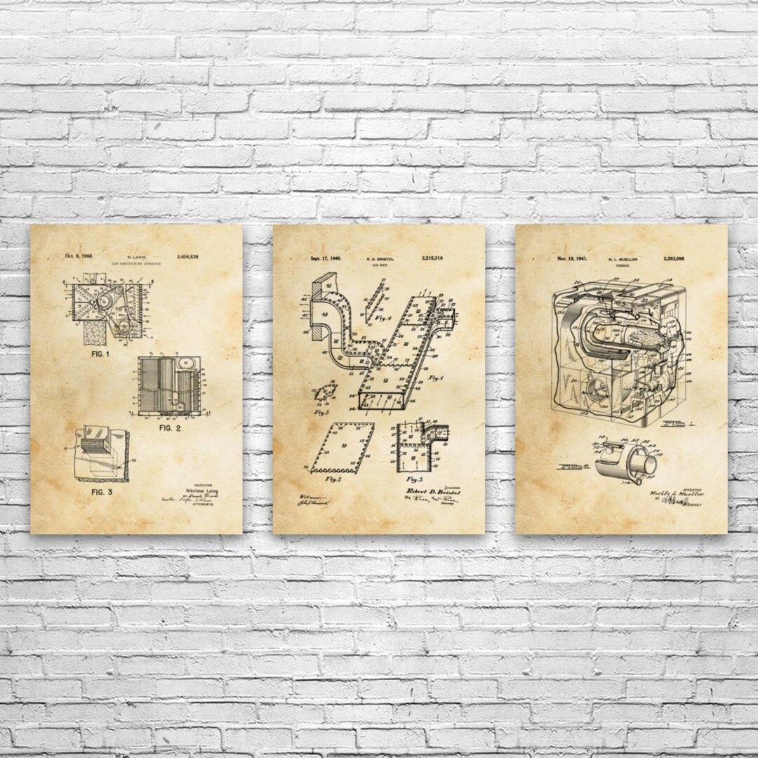 HVAC Patent Wall Art Set of 3: Hvac Technician, Contractor Gift - Etsy