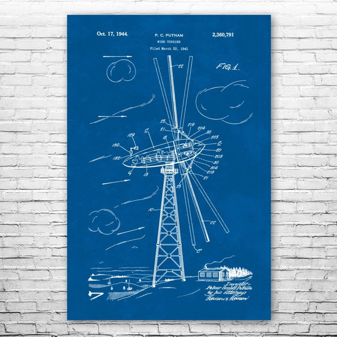 Wind Turbine Poster Print Wind Farm Art Power Technician - Etsy