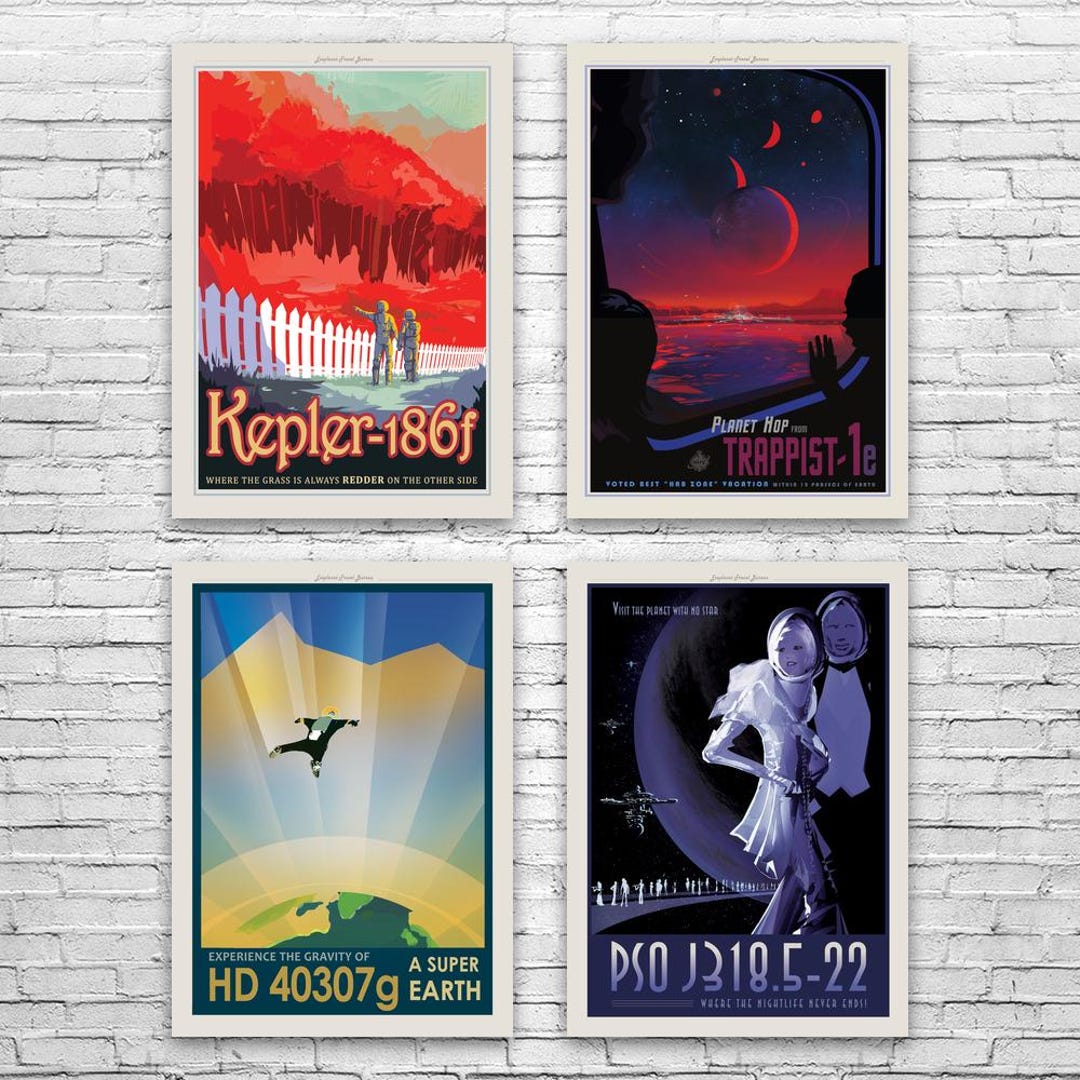 Exoplanet Space Tourism Wall Art Set of 4 | Poster, Canvas or Framed ...