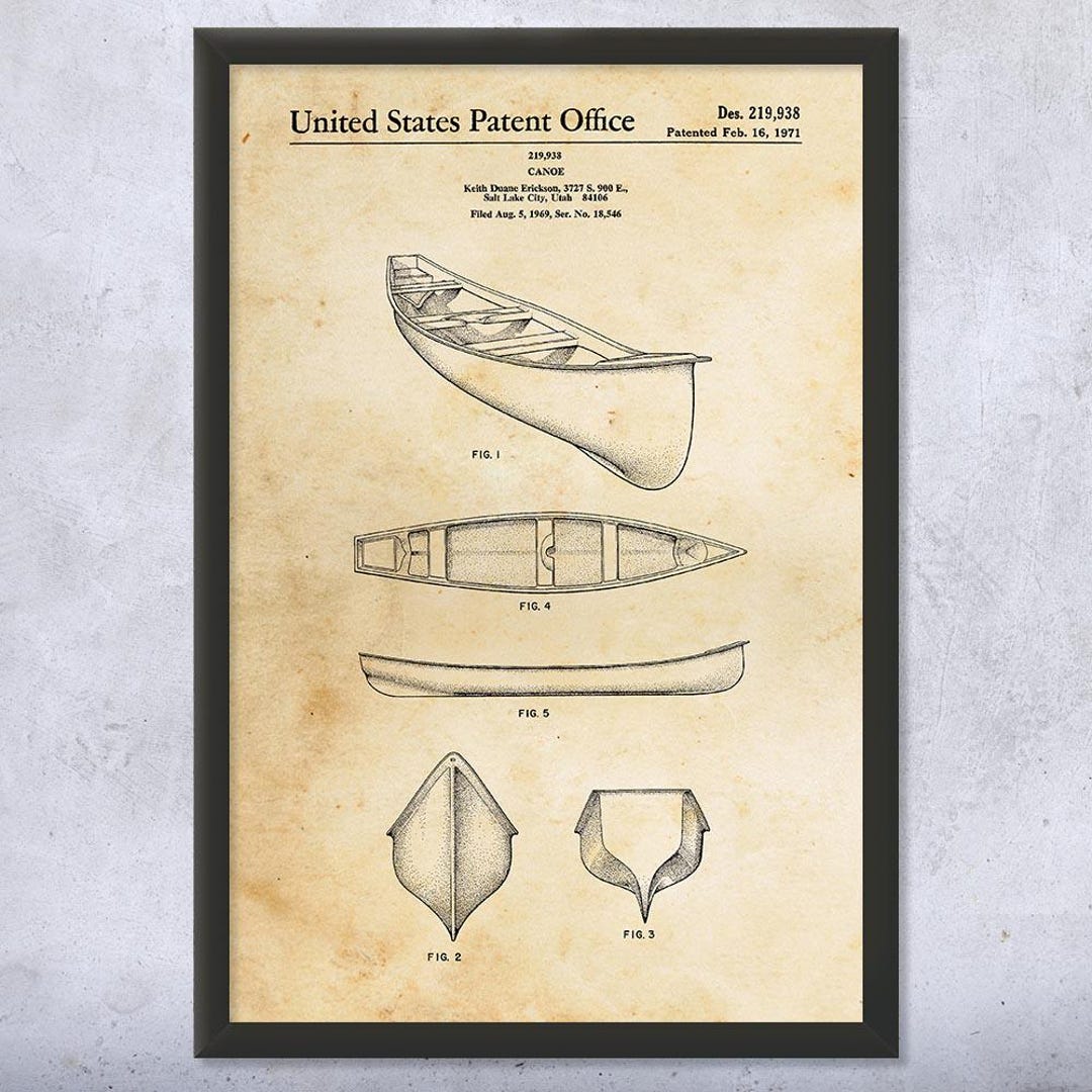 Kayak Canoe Patent Art Print: Boat Decor, Fishing Gifts - Etsy