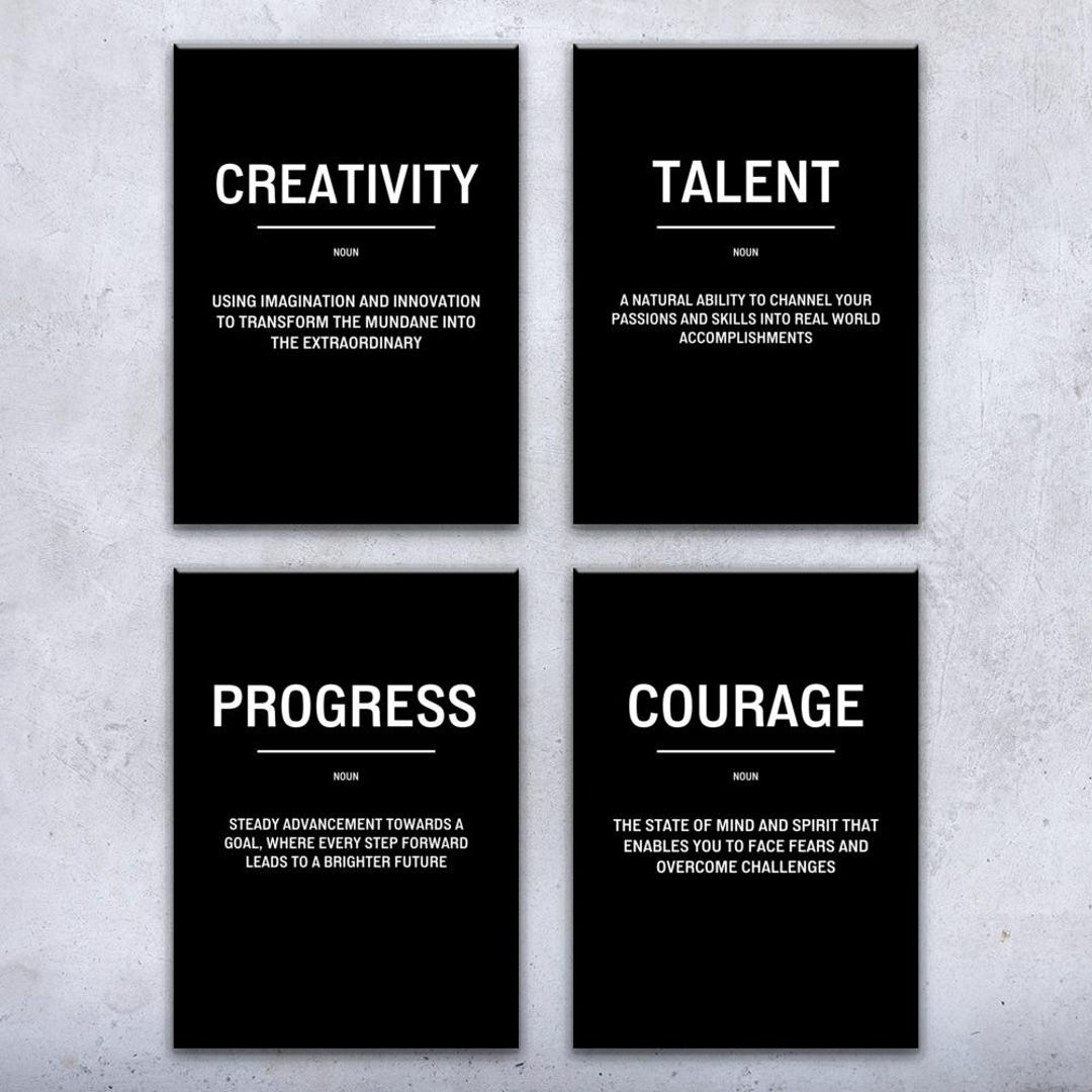 Creativity Talent Definition Wall Art Bold Set of 4 | Poster, Canvas or ...