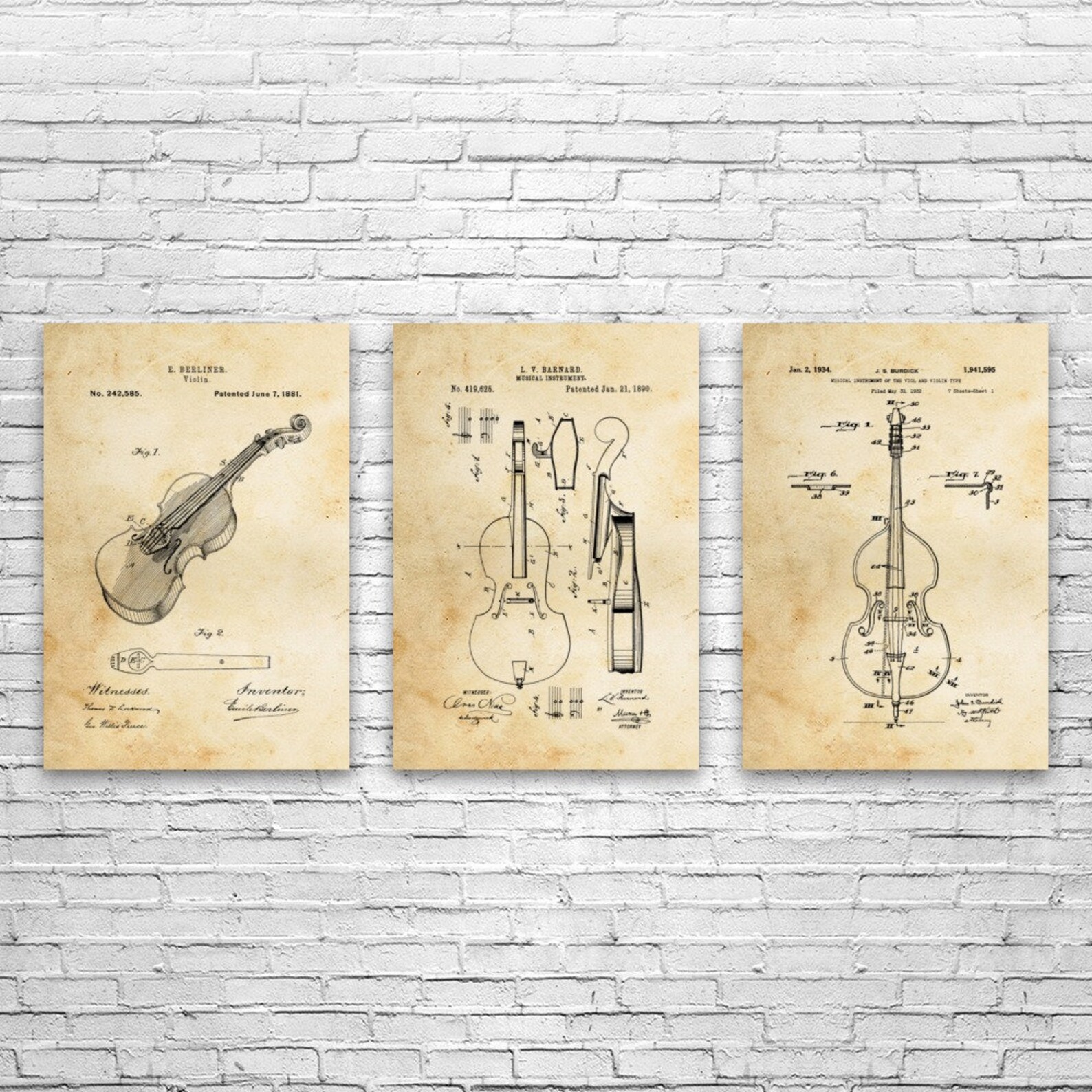 Violin Posters Set of 3 Violinist Gift Band Teacher Concert - Etsy