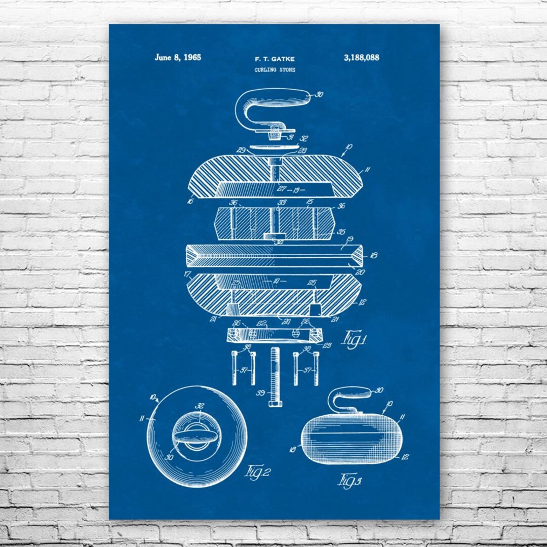 Curling Stone Poster Print, Curling Wall Art, Skip Gift, Clubhouse ...