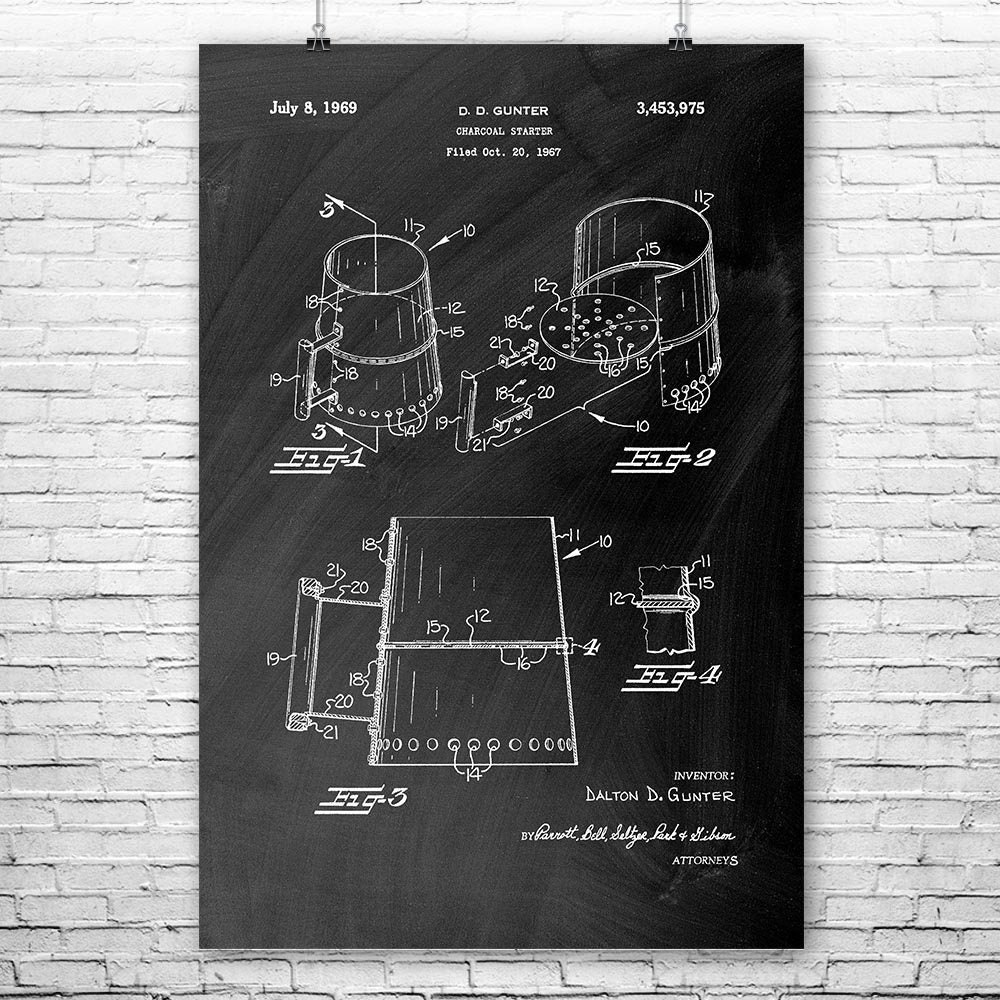 Charcoal Chimney Starter Poster Print Bbq Gift Grill Master | Etsy
