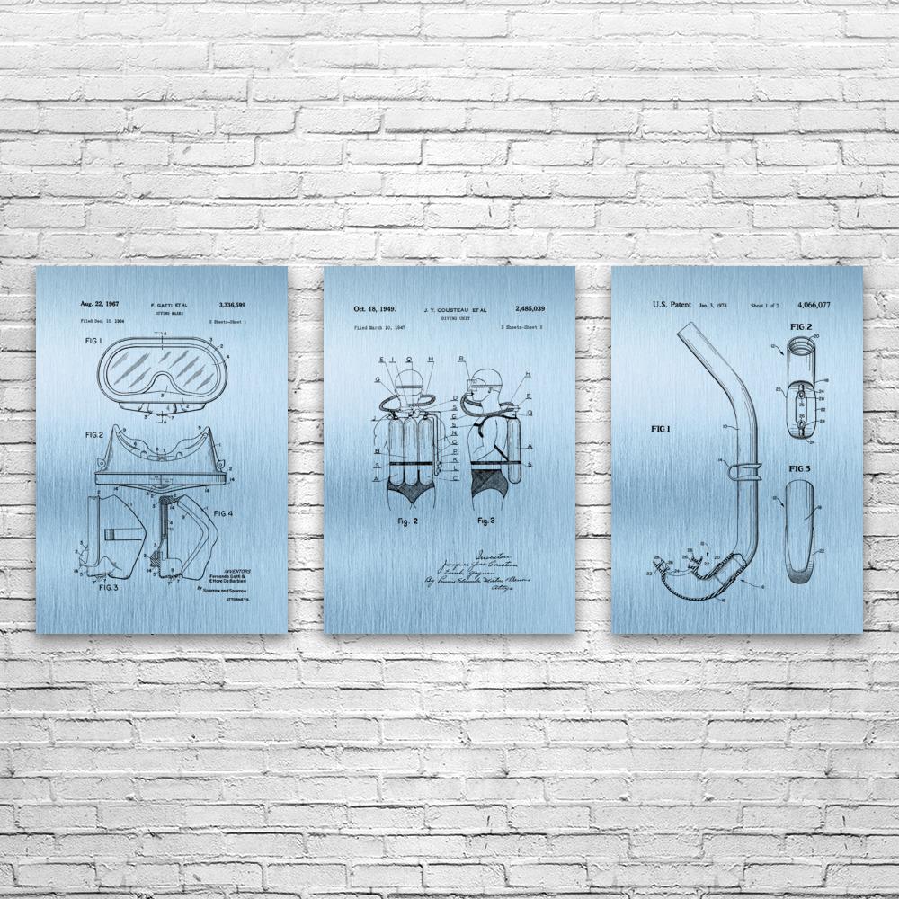Scuba Diving Patent Wall Art Set of 3: Swimming Gifts, Diving Art - Etsy